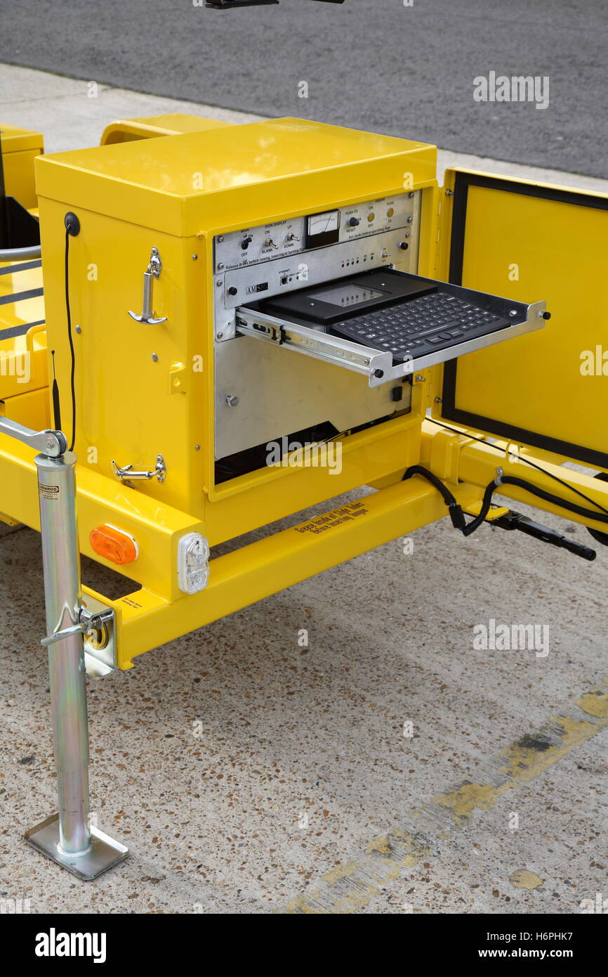 On-board control panel for a mobile, solar powered dot-matrix road sign ...