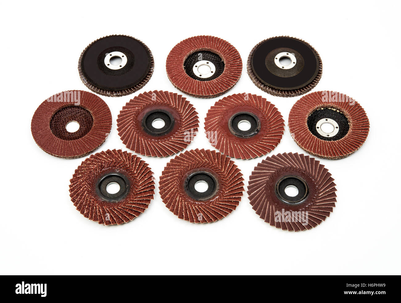 Grinding and polishing discs wheels on white background Stock Photo - Alamy
