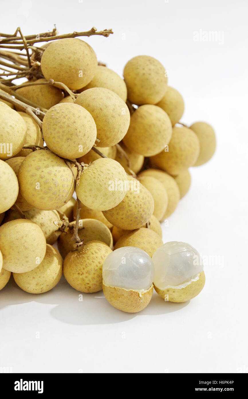 Thai Fruit Fresh Longans Isolated on White Background Stock Photo - Alamy
