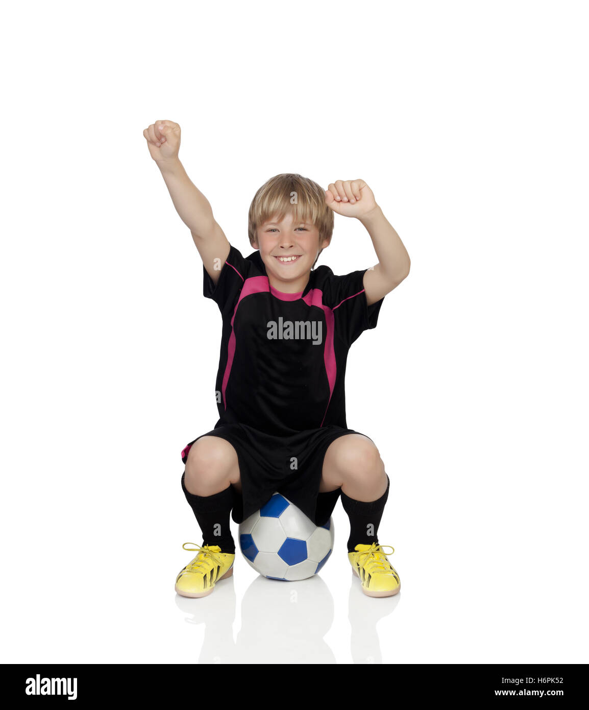 Happy boy celebrating his victory isolated on white background Stock ...