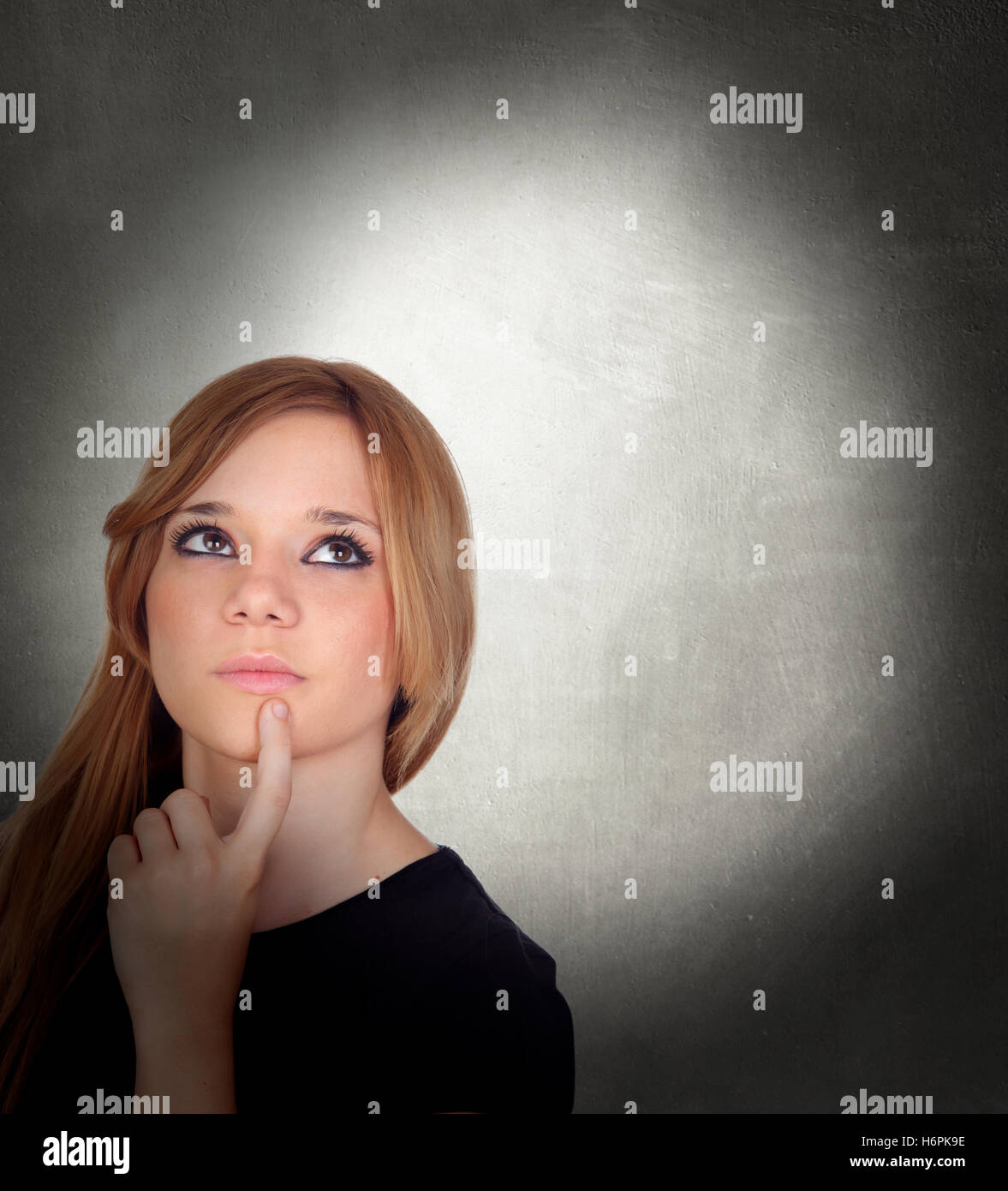 Portrait Of Young Thoughtful Beautiful Woman Stock Photo - Alamy