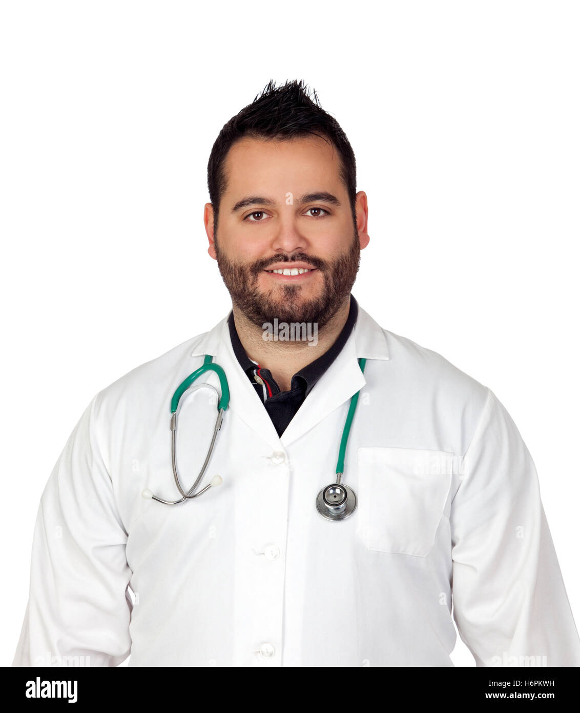 Bearded young doctor isolated on white background Stock Photo - Alamy