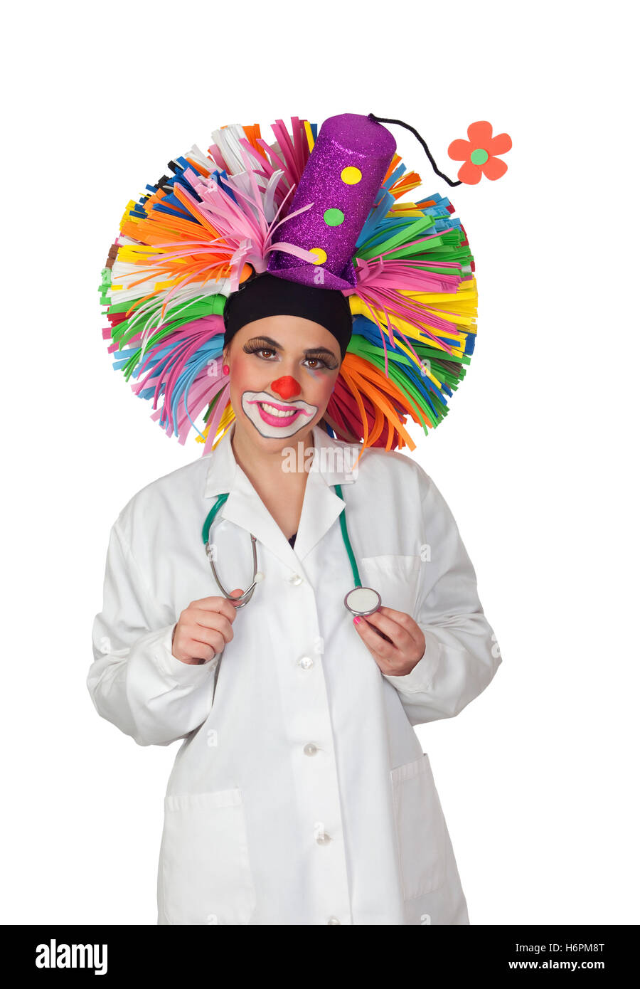 Doctor wearing a clown isolated on white background Stock Photo - Alamy
