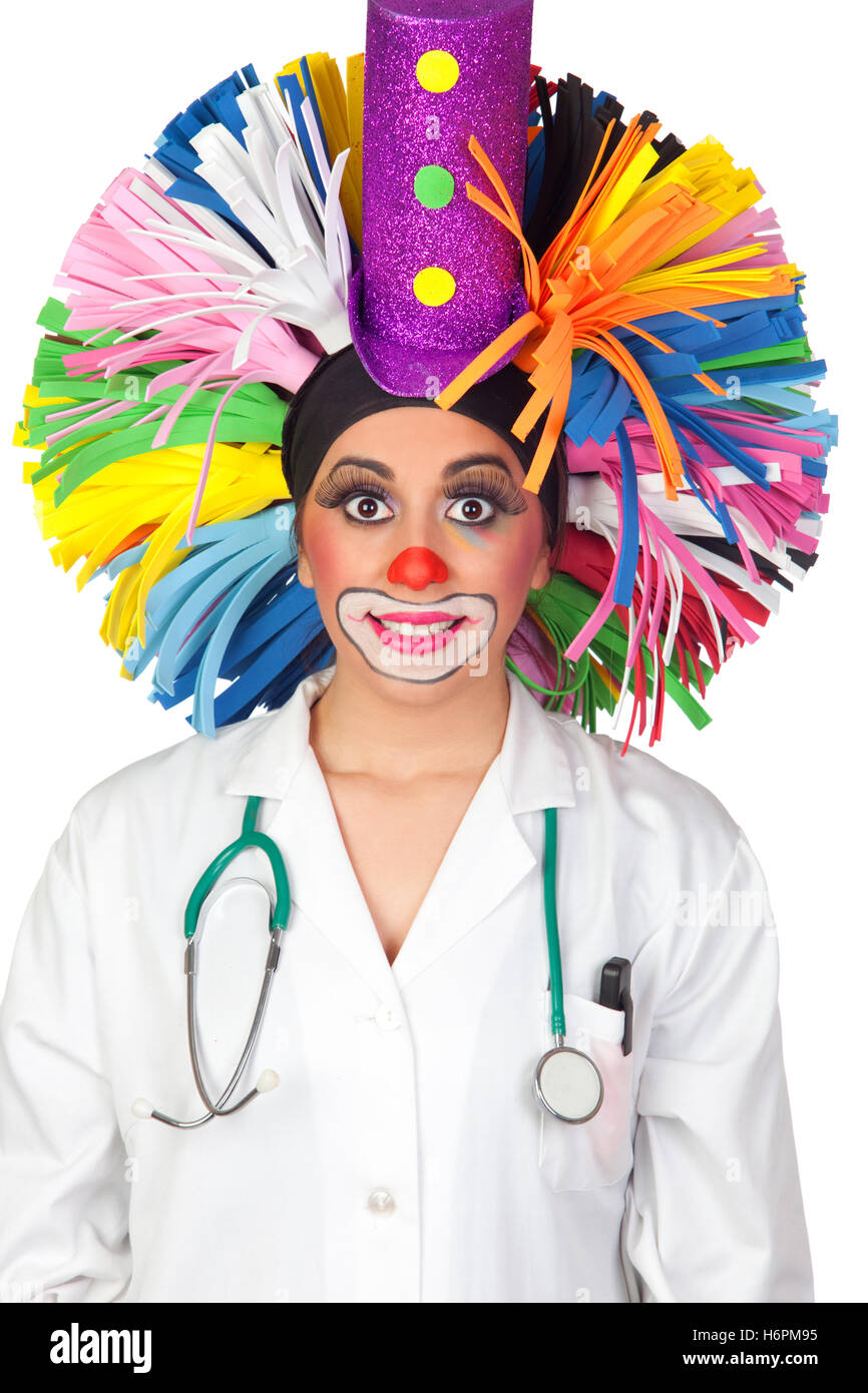 Doctor wearing a clown isolated on white background Stock Photo - Alamy