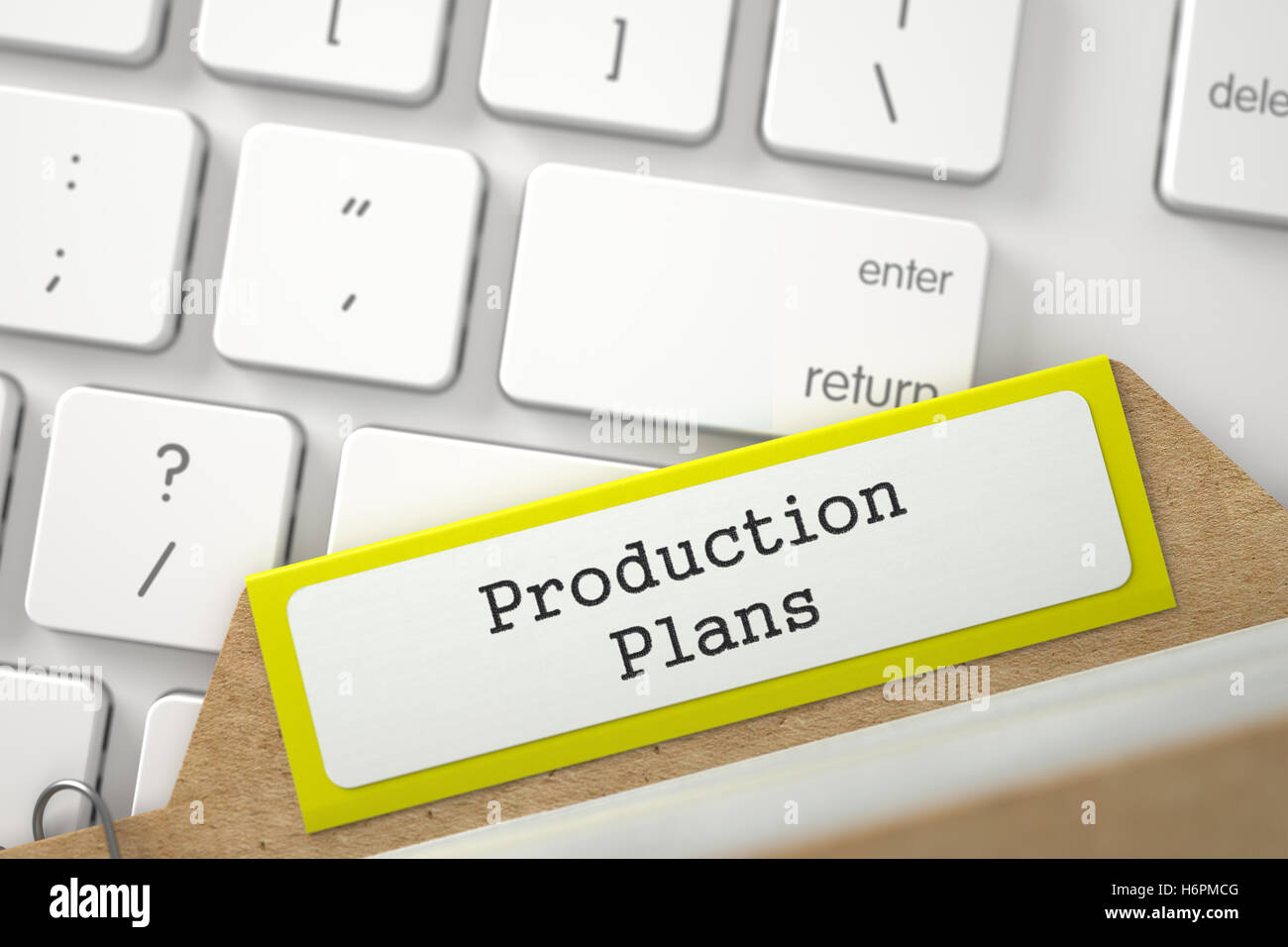 Index Card with Production Plans. 3D Stock Photo - Alamy