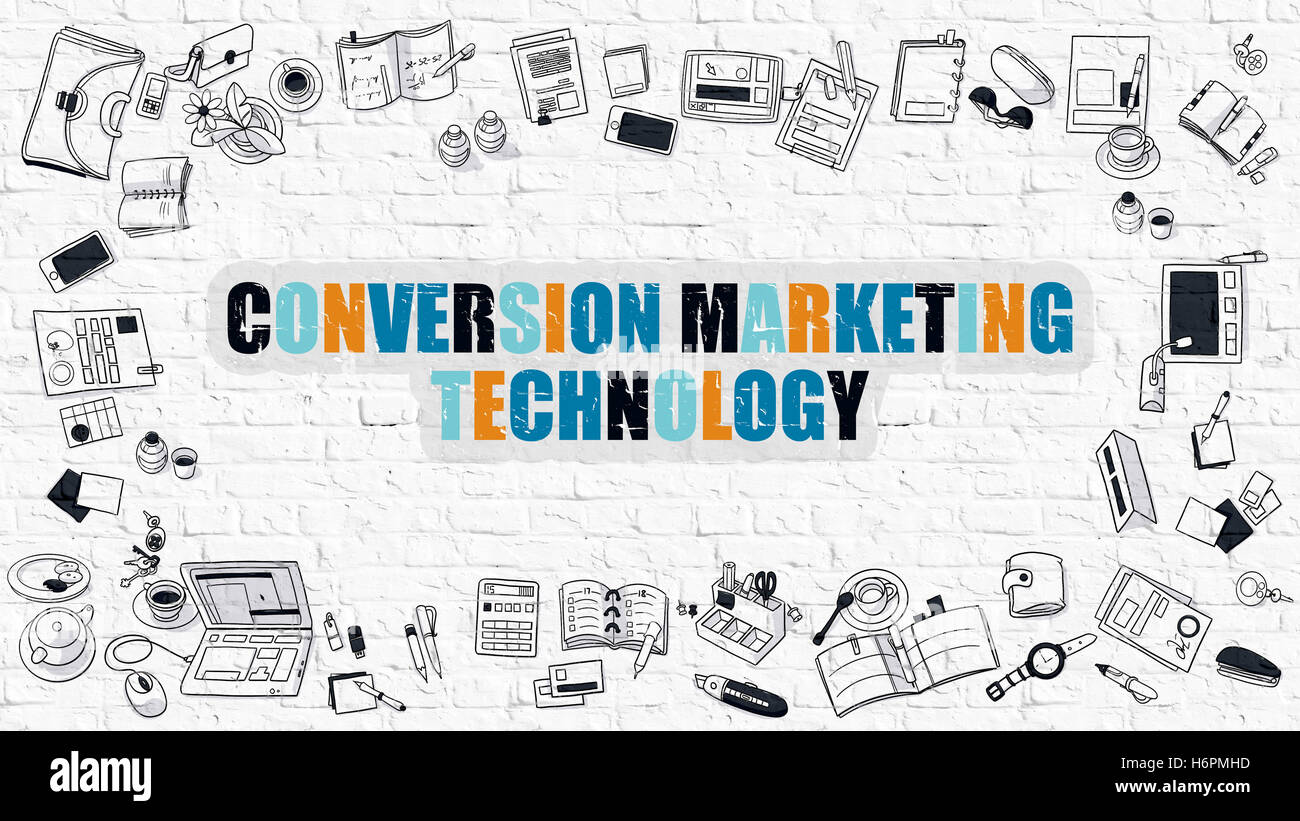 Conversion Marketing Technology Concept with Doodle Design Stock Photo ...