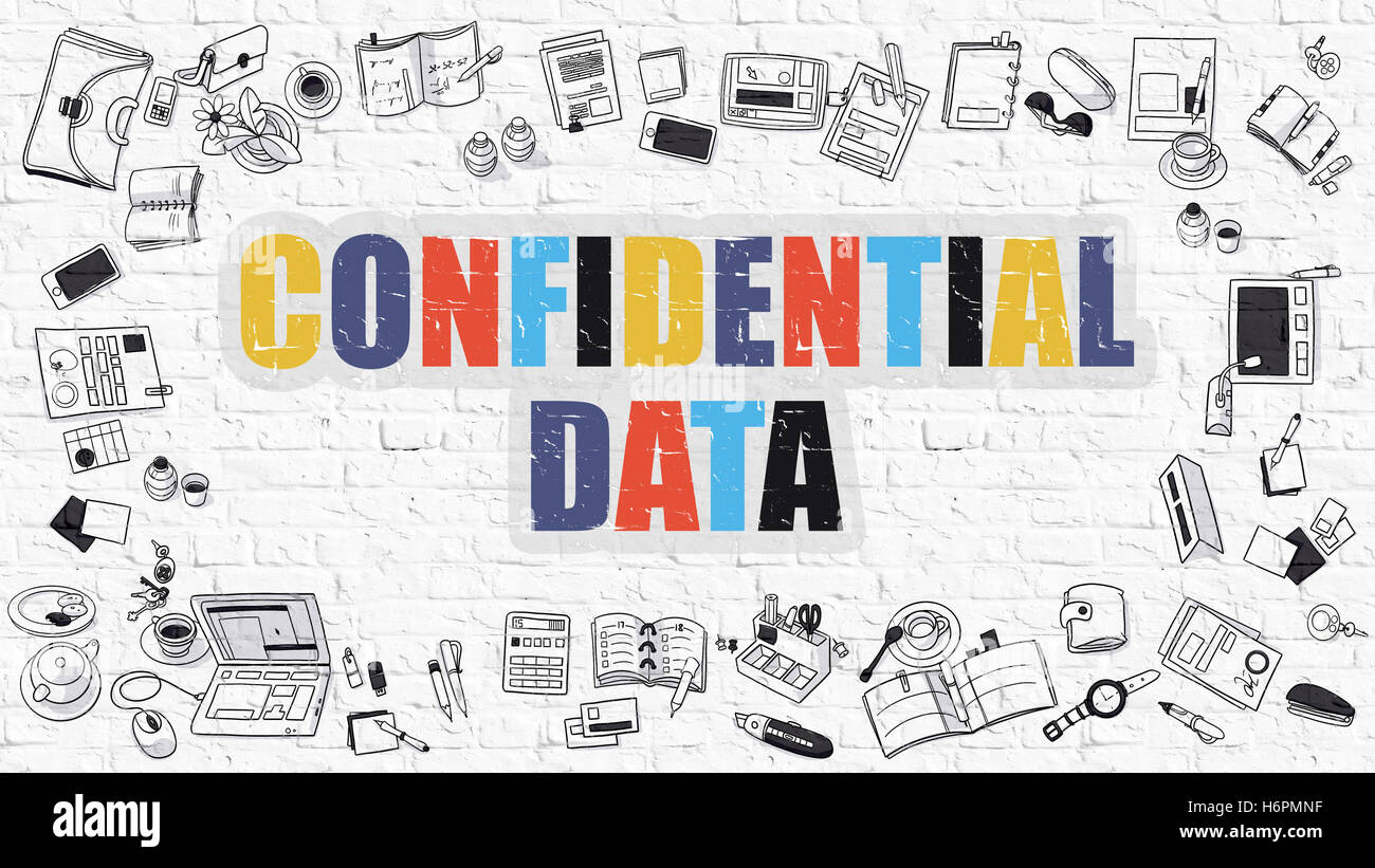 Confidential Data on White Brick Wall Stock Photo - Alamy