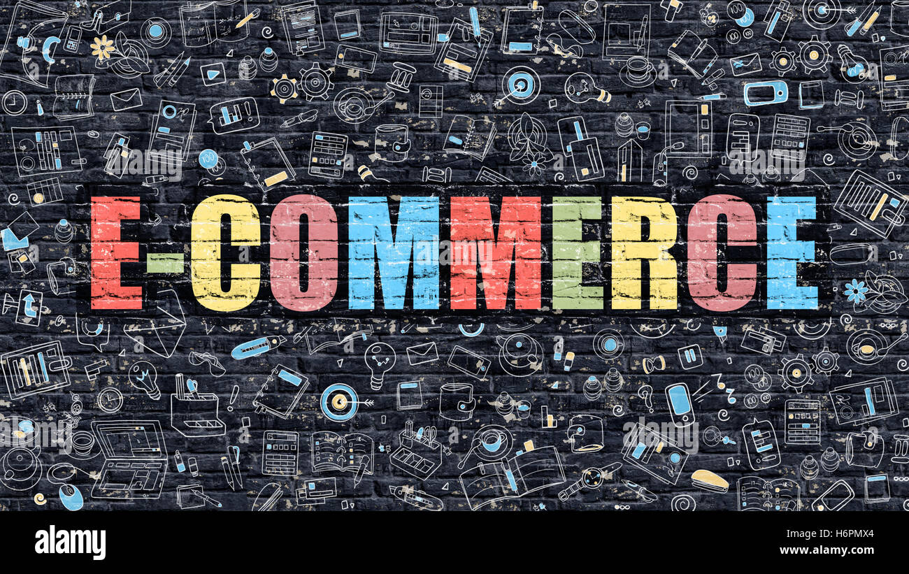 E-Commerce in Multicolor. Doodle Design Stock Photo - Alamy