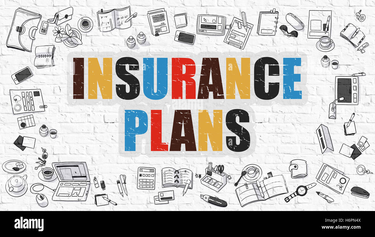Insurance Plans Concept. Multicolor on White Brickwall Stock Photo - Alamy