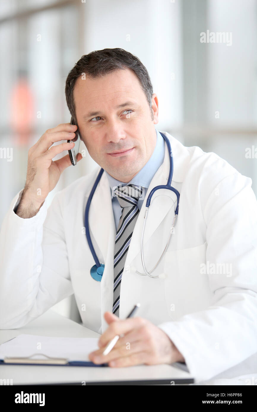 doctor physician medic medical practicioner conversation telephone ...