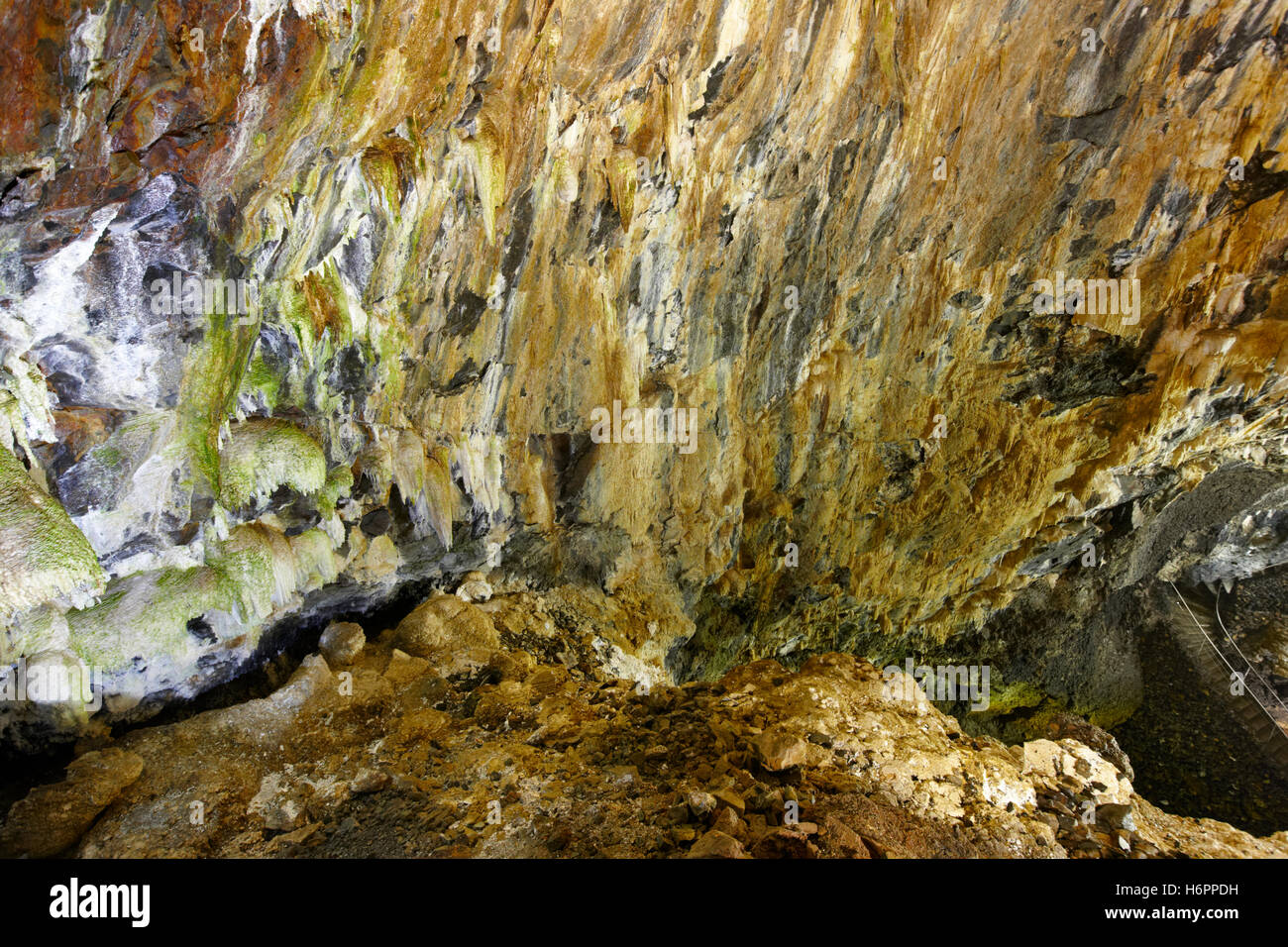 Volcanic cave gallery in Terceira island. Azores. Algar do Carvao ...