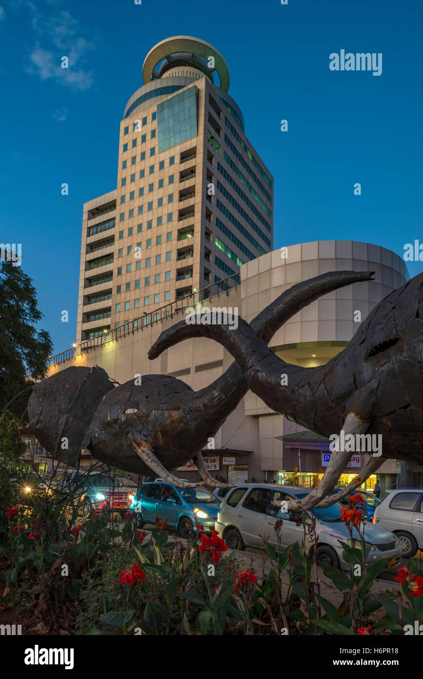 Harare Zimbabwe CBD city center night scene cars Stock Photo - Alamy