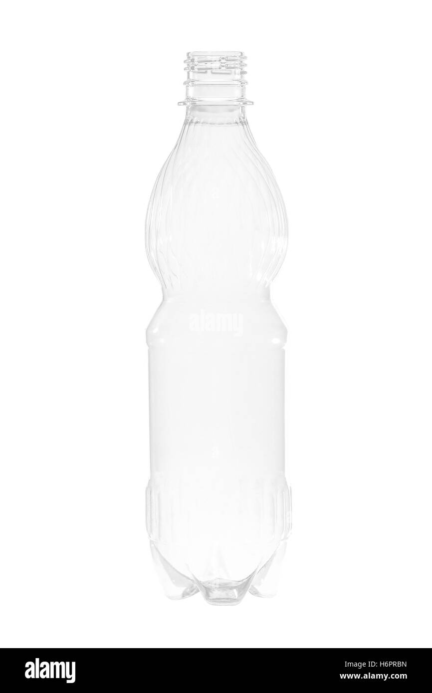 New, clean, empty plastic bottle on white background Stock Photo - Alamy