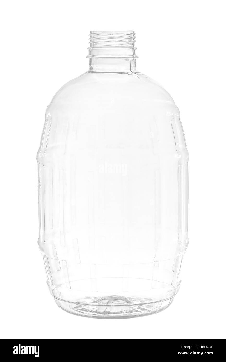 New, clean, empty plastic bottle on white background Stock Photo - Alamy