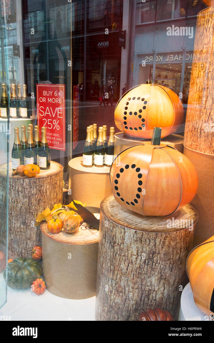 Pumpkin display in shop window, Manchester, UK Stock Photo - Alamy