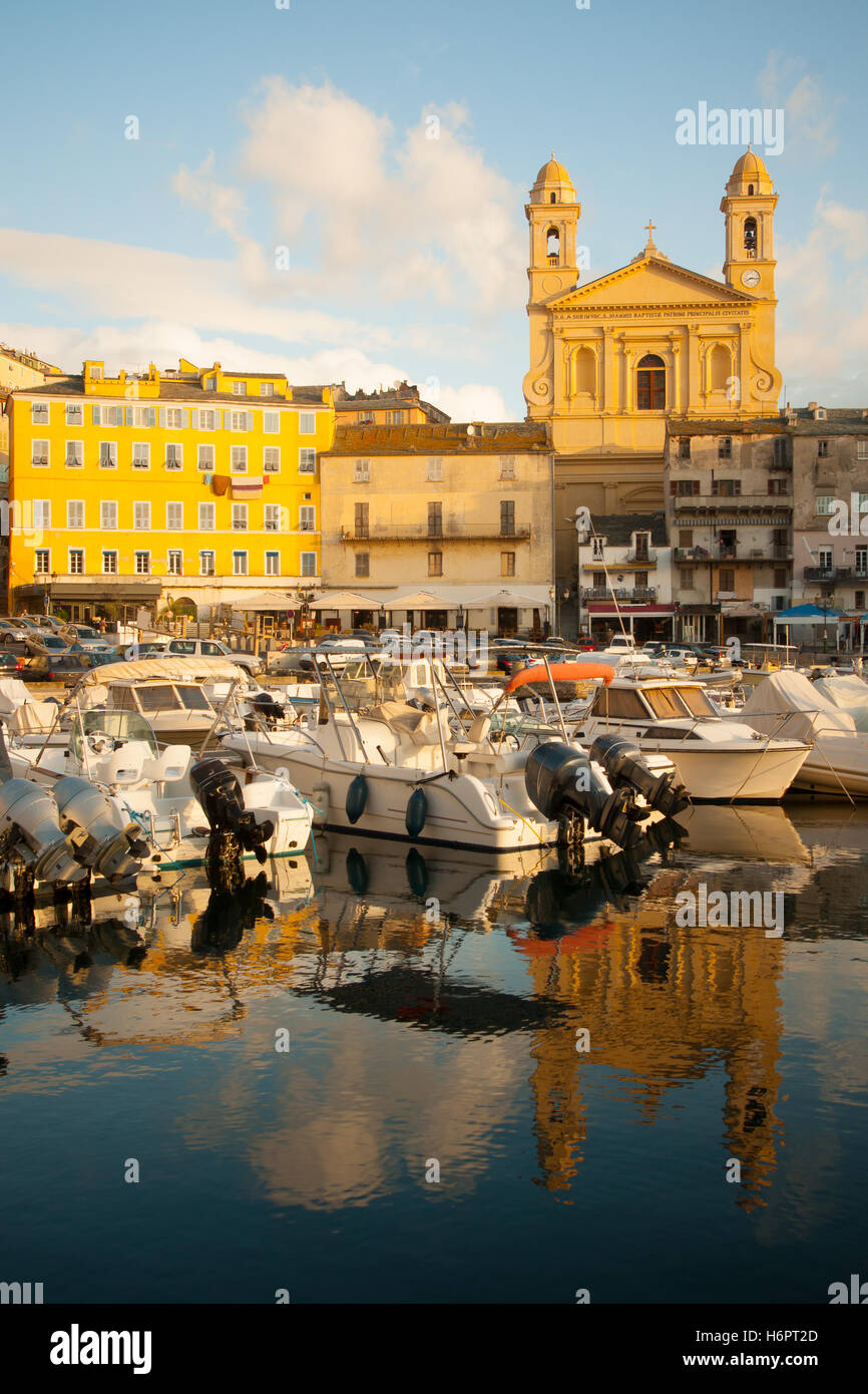 Scene of the old port (the Vieux Port), in Bastia, Corsica, France ...