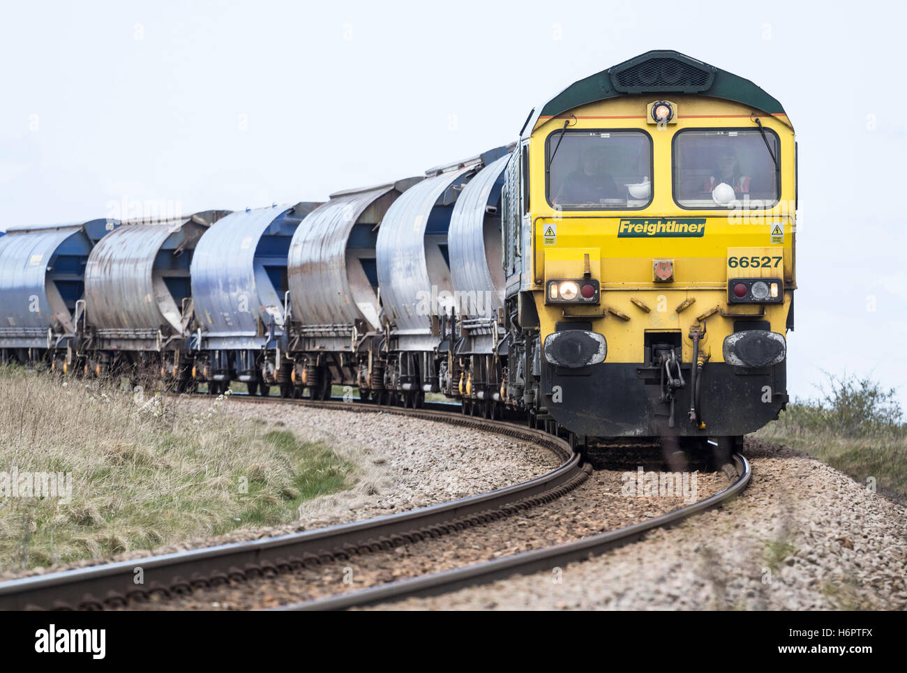 Freightliner train on some of the highest cliffs in England between ...