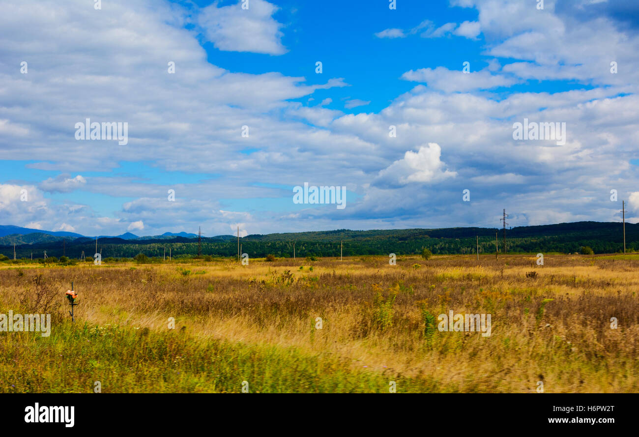 The landscape of fields and mountains in western Ukraine Stock Photo - Alamy