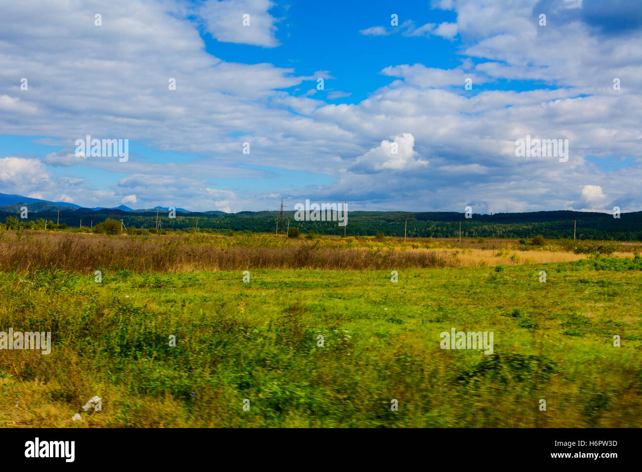 The landscape of fields and mountains in western Ukraine Stock Photo ...