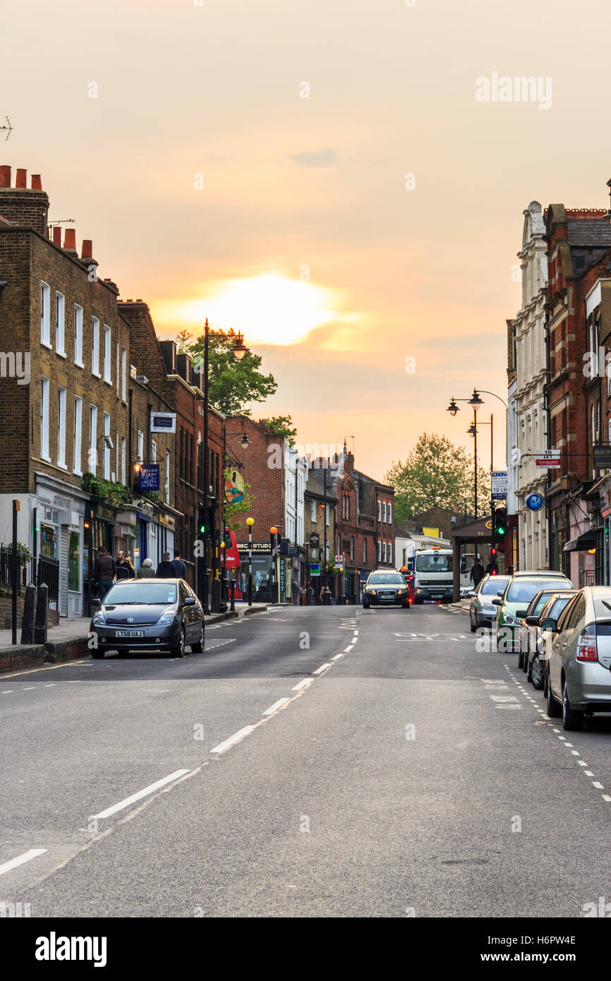 Highgate High Street, London, UK, looking north Stock Photo - Alamy
