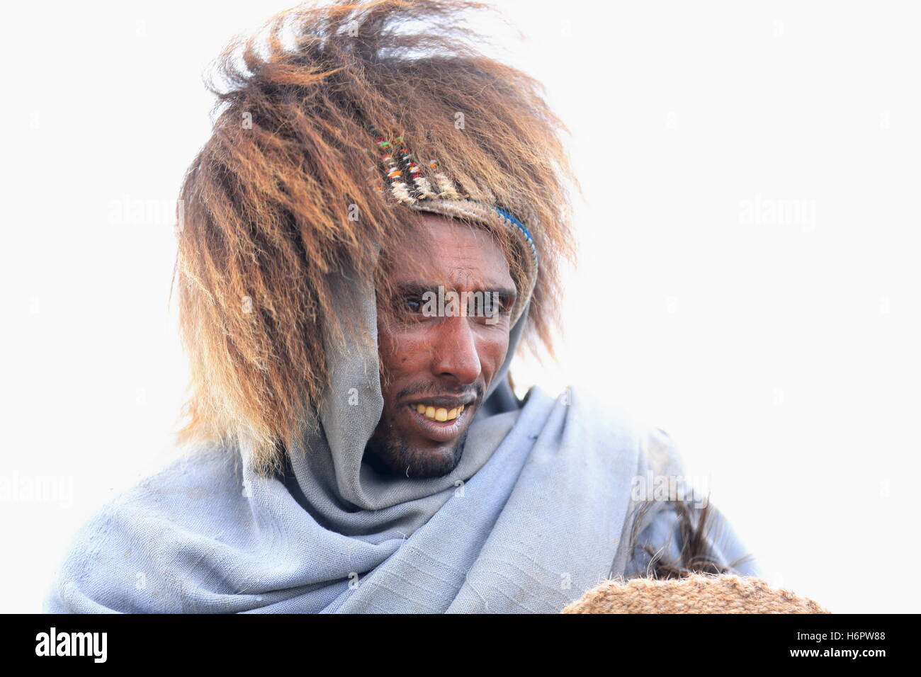 DEBRE BIRHAN, ETHIOPIA-MARCH 30: Amharic man wears baboon gelada hair ...