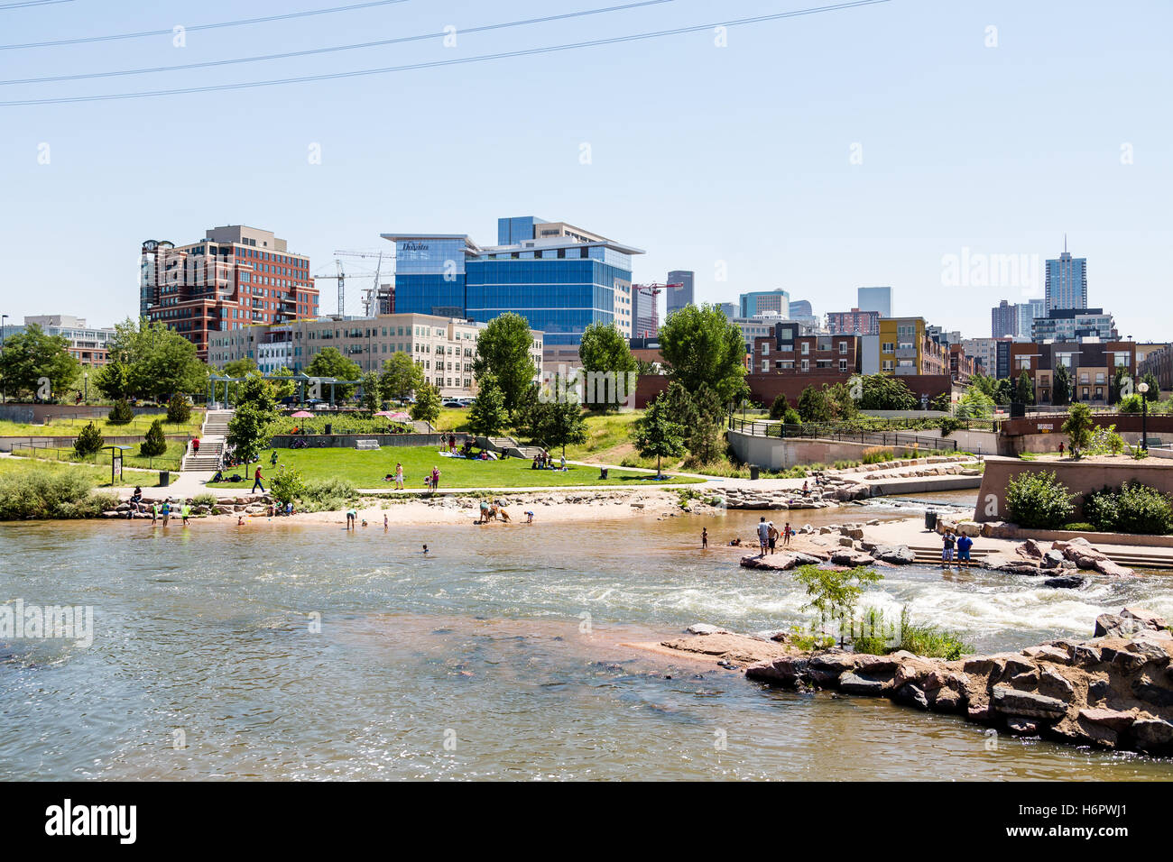 People playing in the Platte river in Denver, Colorado Stock Photo - Alamy