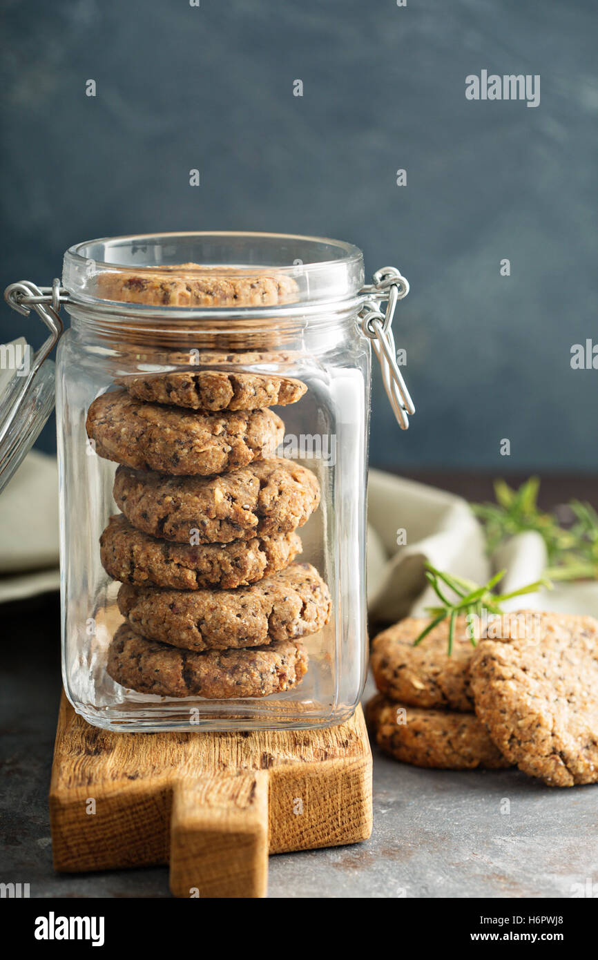 Healthy cookies in a glass jar Stock Photo - Alamy
