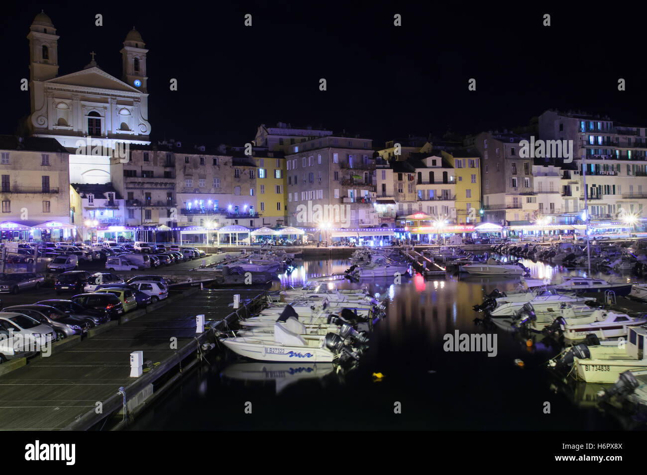 BASTIA, FRANCE - OCTOBER 15, 2014: Scene of the old port (the Vieux ...