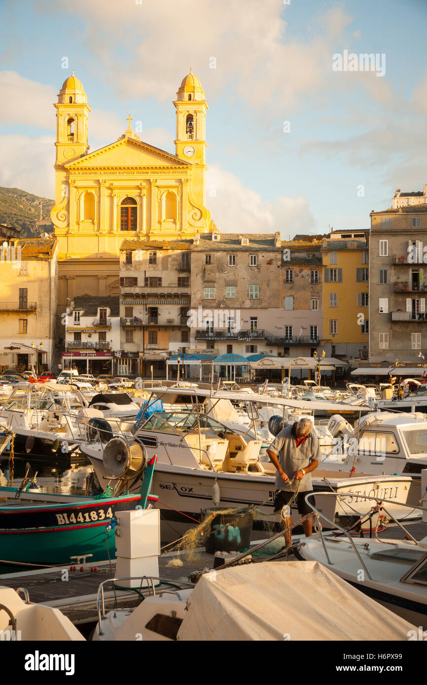 BASTIA, FRANCE - OCTOBER 16, 2014: Scene of the old port (the Vieux ...