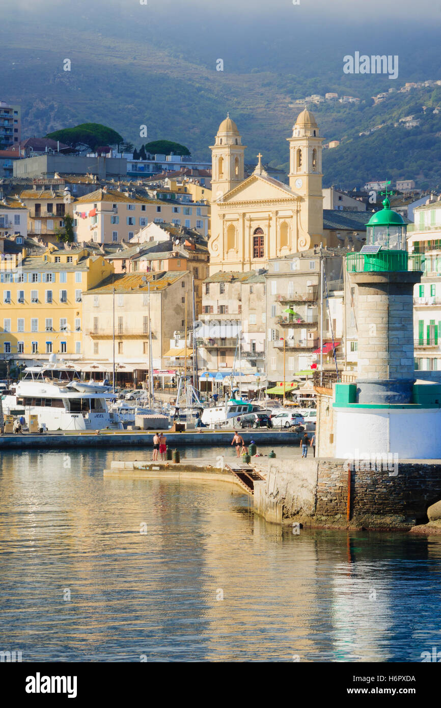 BASTIA, FRANCE - OCTOBER 19, 2014: Scene of the old port (the Vieux ...