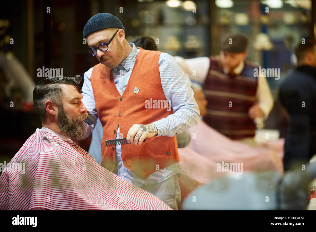 Gents barber hairdresser grooming male busy street Shops shopping ...