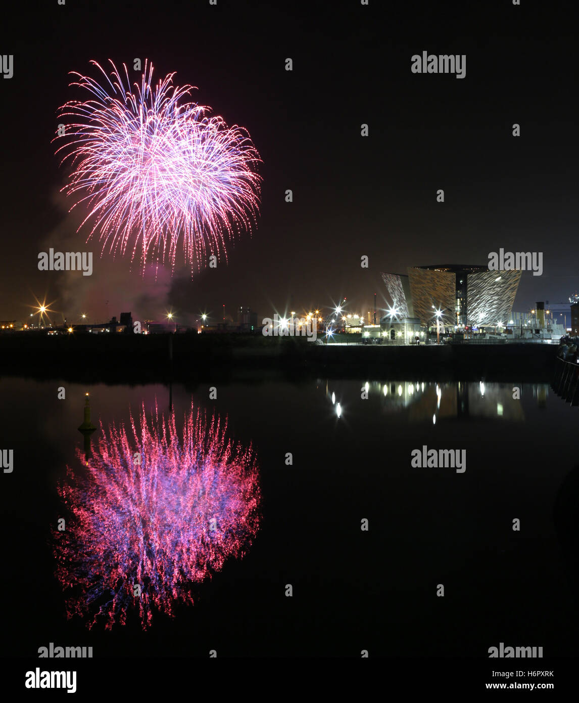 Fireworks display at Belfast's Titanic Quarter, Belfast, Northern ...
