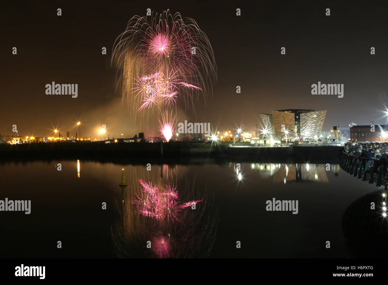 Fireworks display at Belfast's Titanic Quarter, Belfast, Northern ...