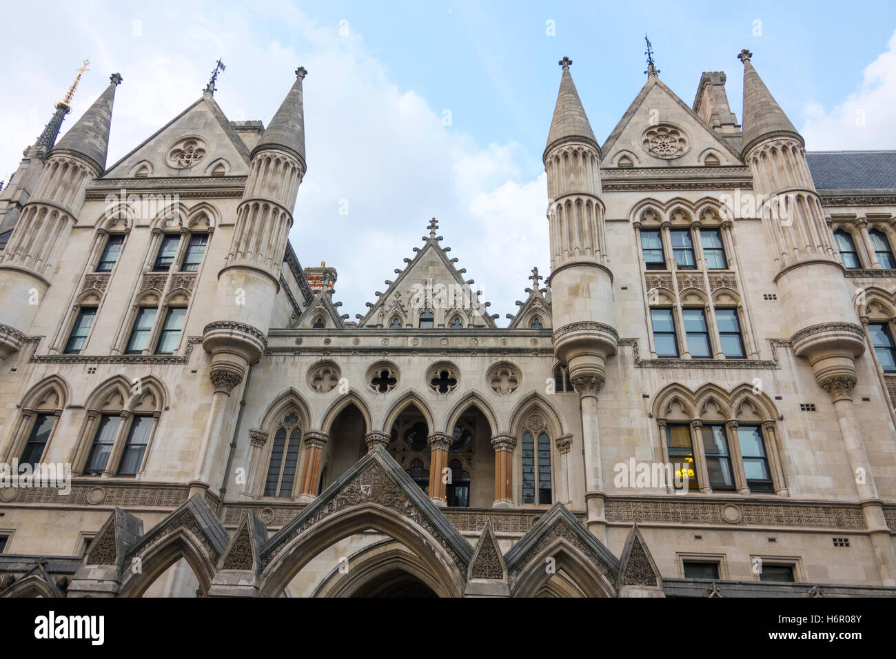 Impressive building of the Royal Courts of Justice in London Stock ...