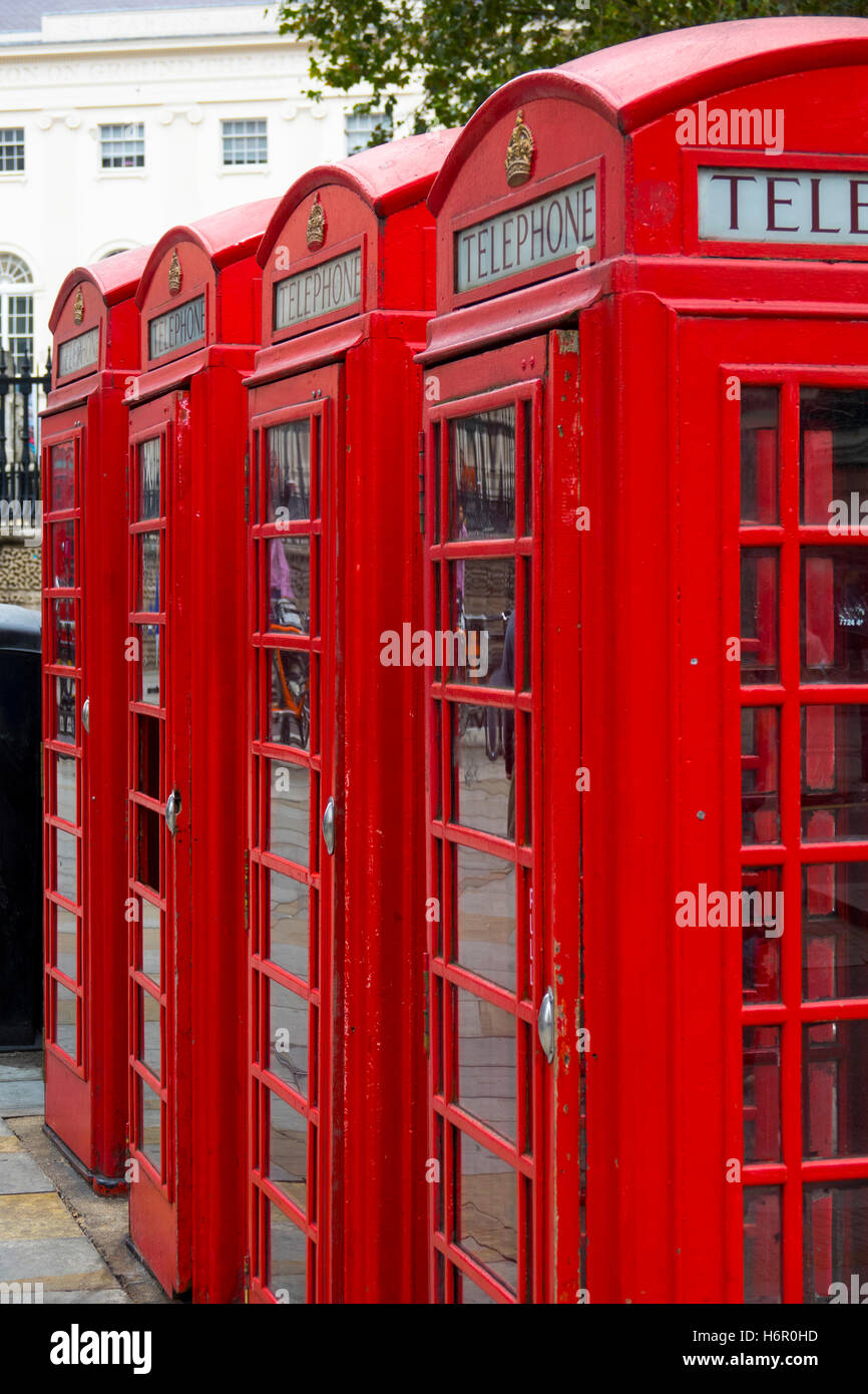 Row of typical London Telephone booths - phone booth Stock Photo - Alamy
