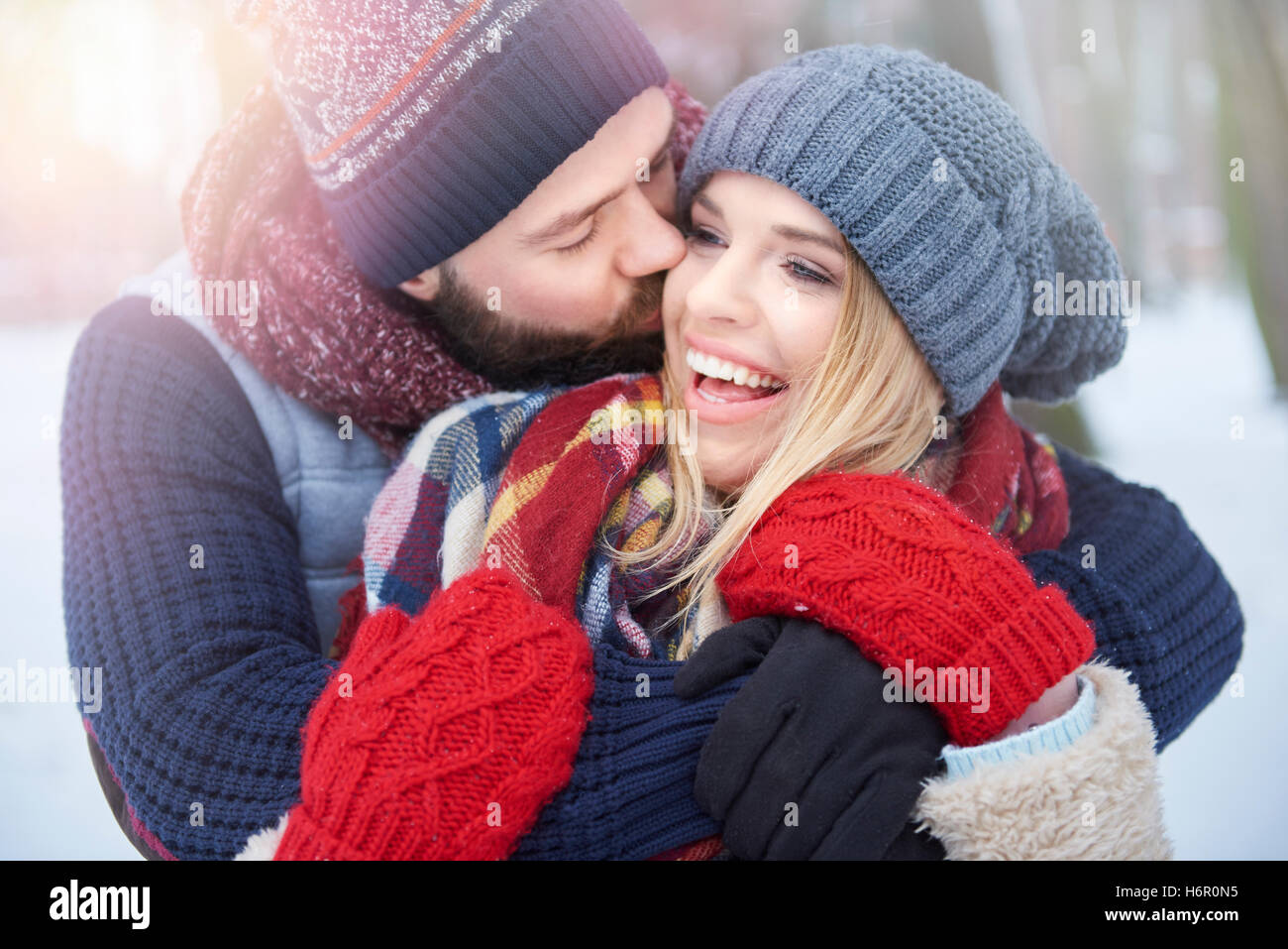 Frozen kiss for beautiful girlfriend Stock Photo - Alamy