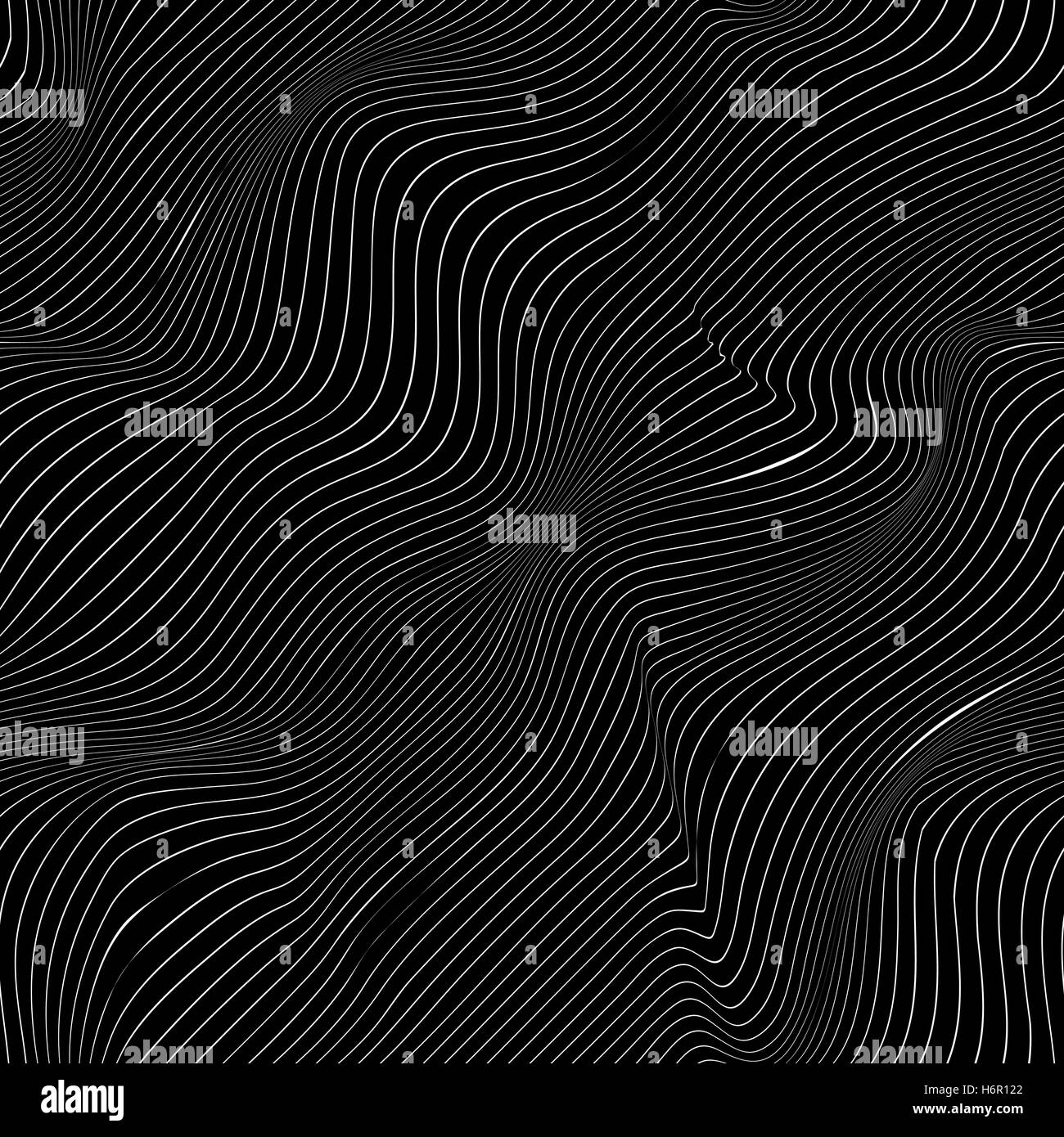 Curved white lines on black background, abstract seamless pattern Stock ...