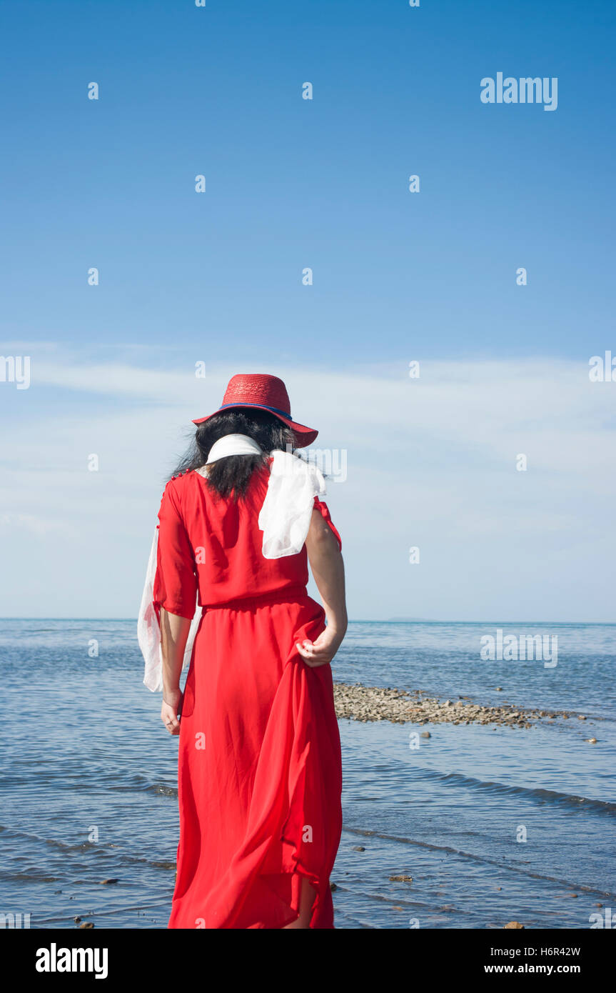 a view of chinese girl's back, side of Qinghai lake, china Stock Photo ...