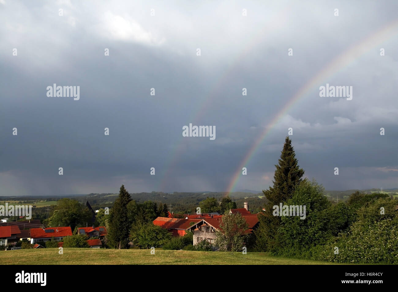 Rainbow over church hi-res stock photography and images - Alamy