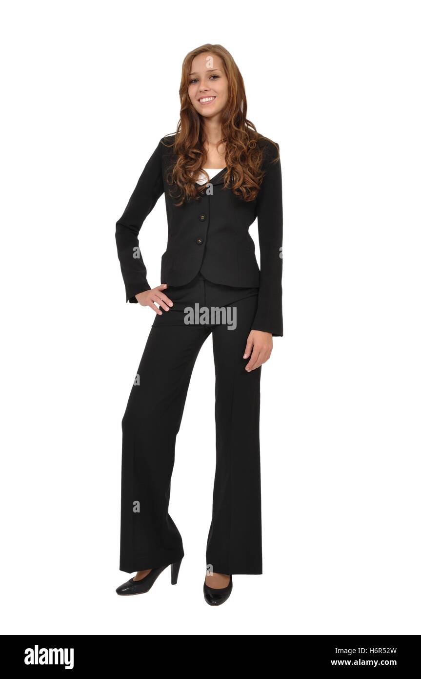 Female model in black suit hi-res stock photography and images - Alamy