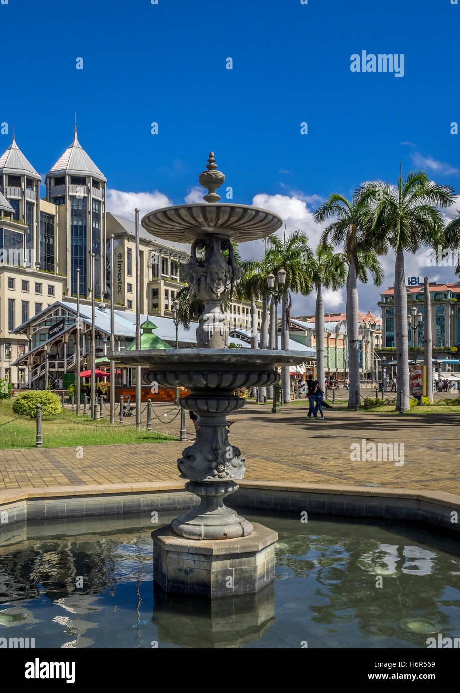 Water fountain, Caudan Waterfront, Port Luis, Mauritius, Africa Stock ...