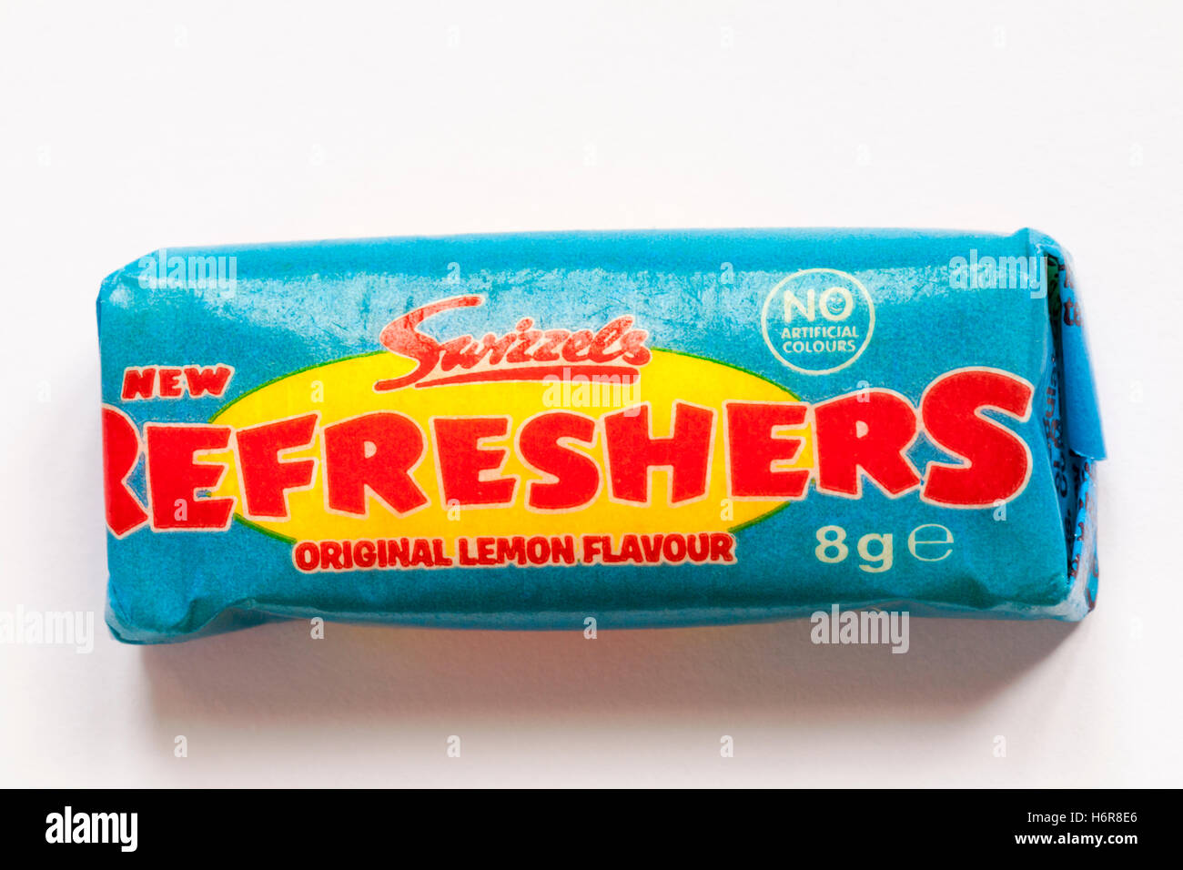 Swizzels new refreshers original lemon flavour isolated on white ...