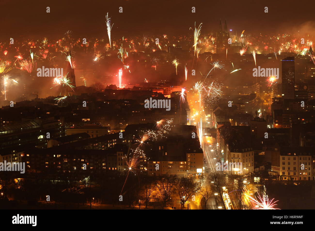 new year fireworks cologne Stock Photo - Alamy