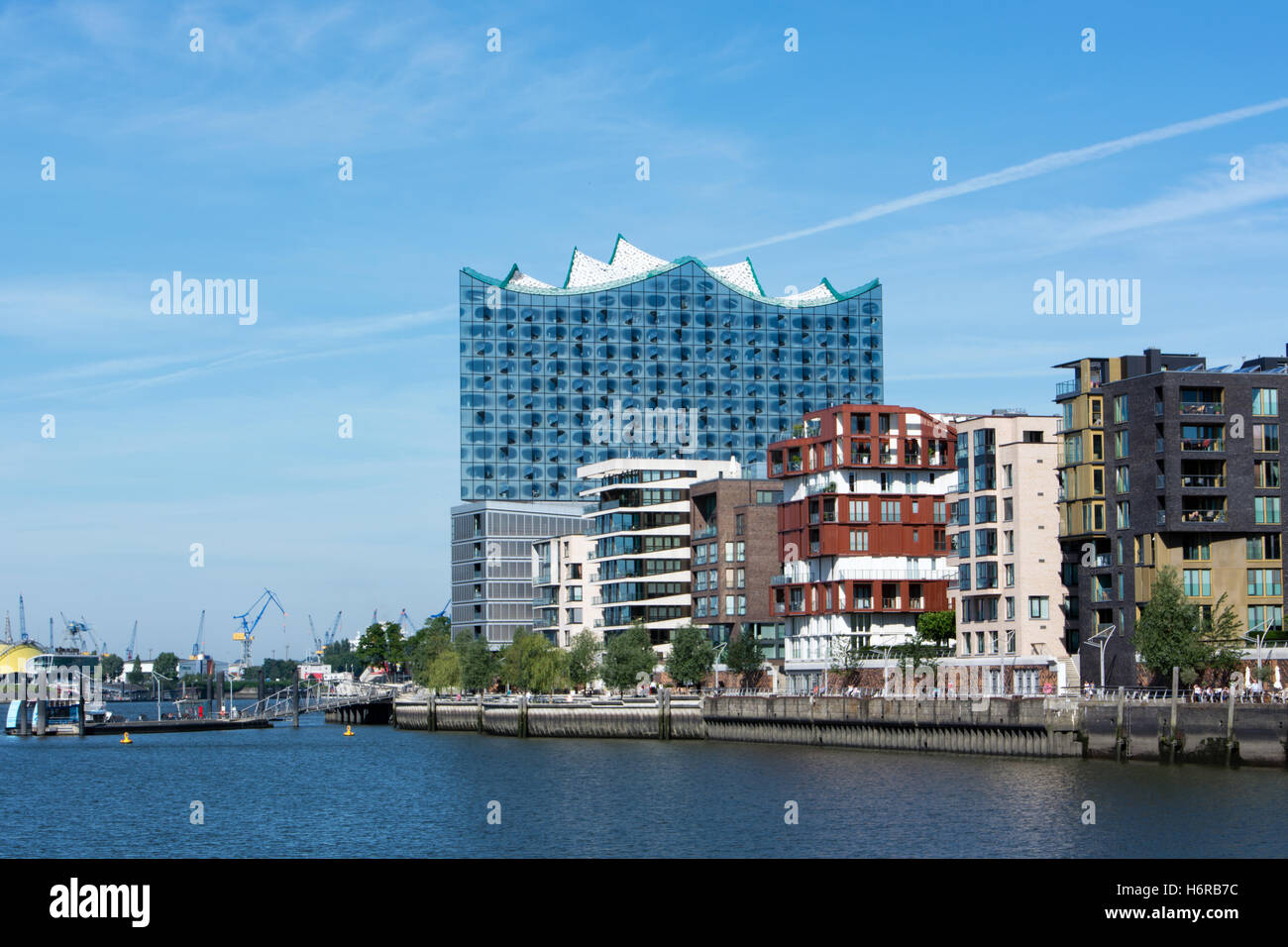 Port of Hamburg with the new Opera House, Elbphilharmonie Stock Photo ...