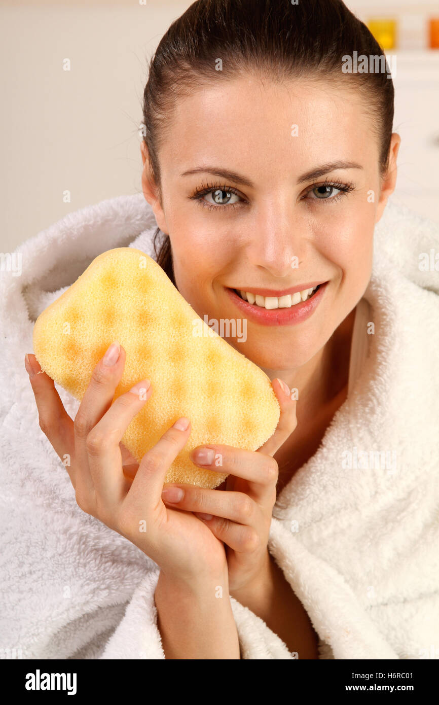 woman with sponge Stock Photo - Alamy