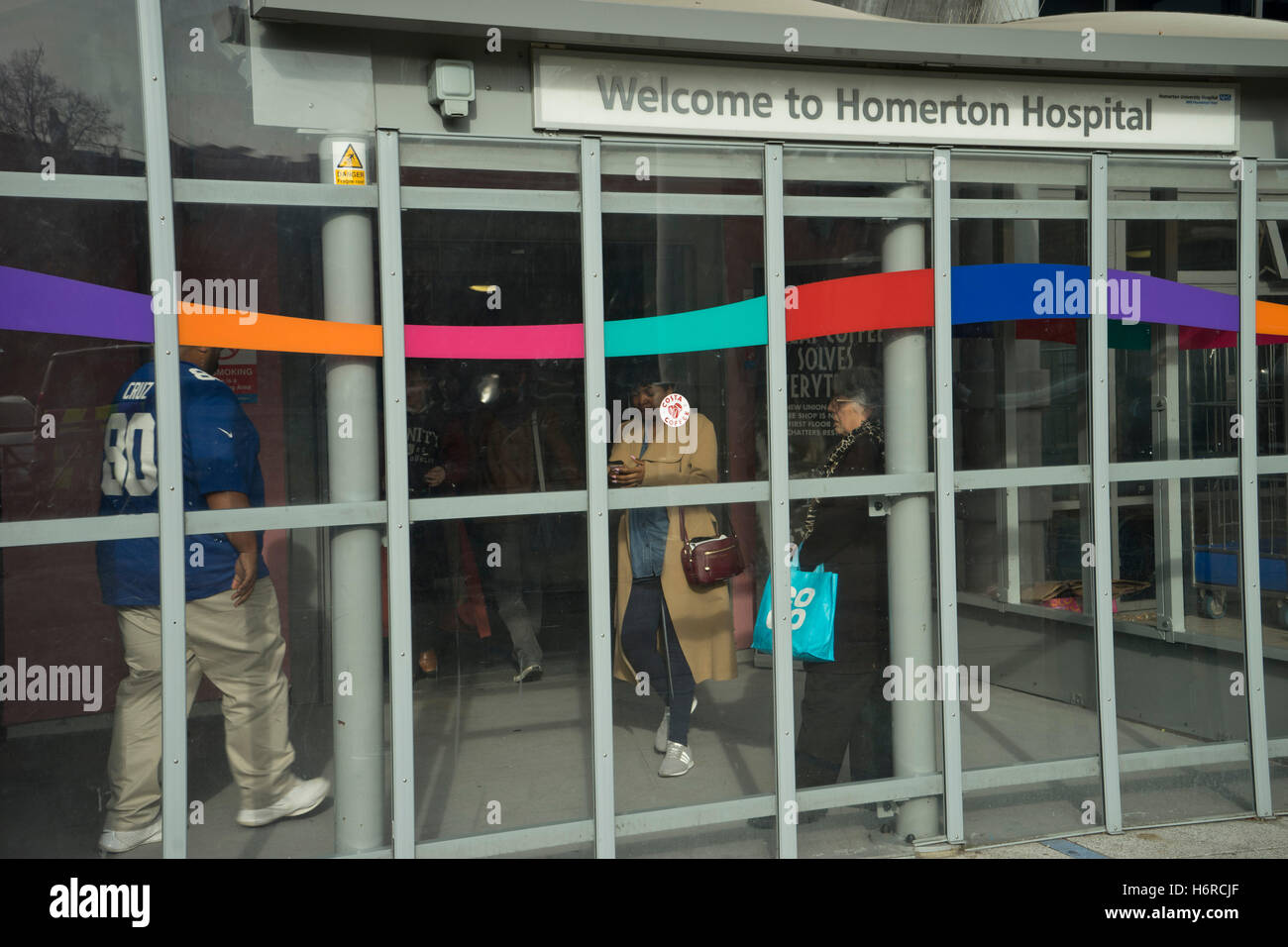 Visitors at the Homerton University Hospital in Hackney, London, UK ...