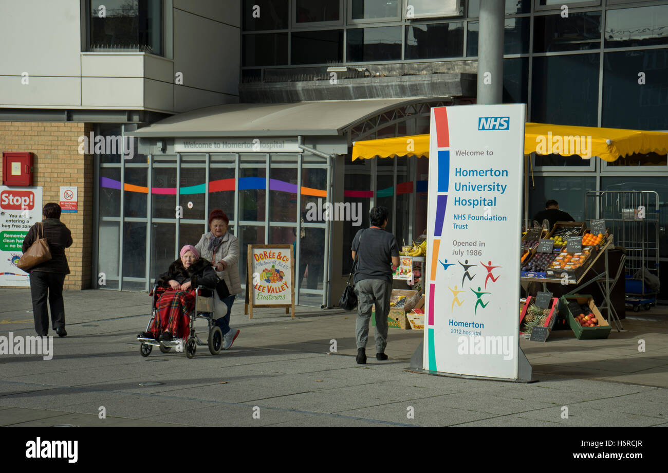 Visitors at the Homerton University Hospital in Hackney, London, UK ...