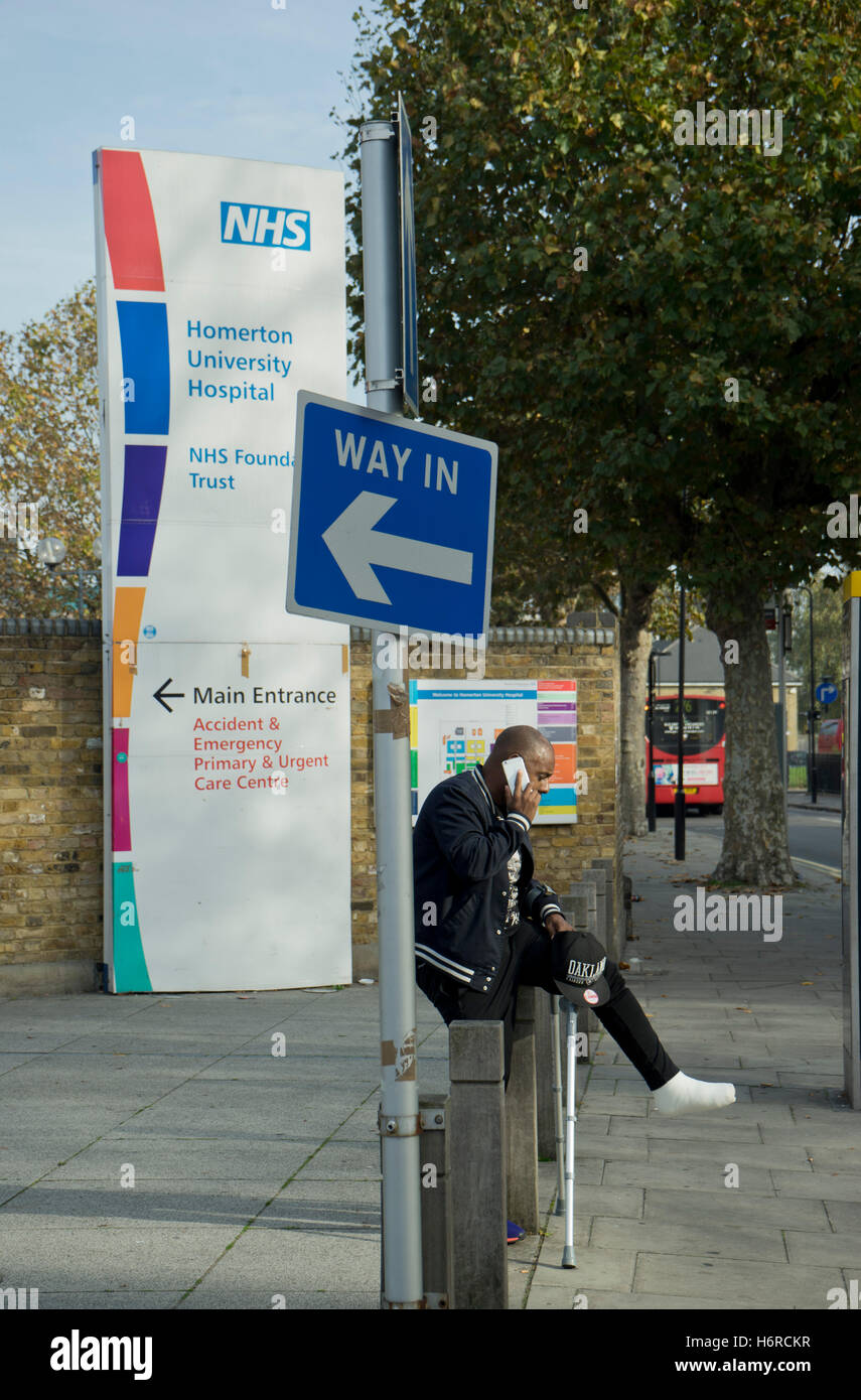 Visitor at the Homerton University Hospital in Hackney, London, UK ...