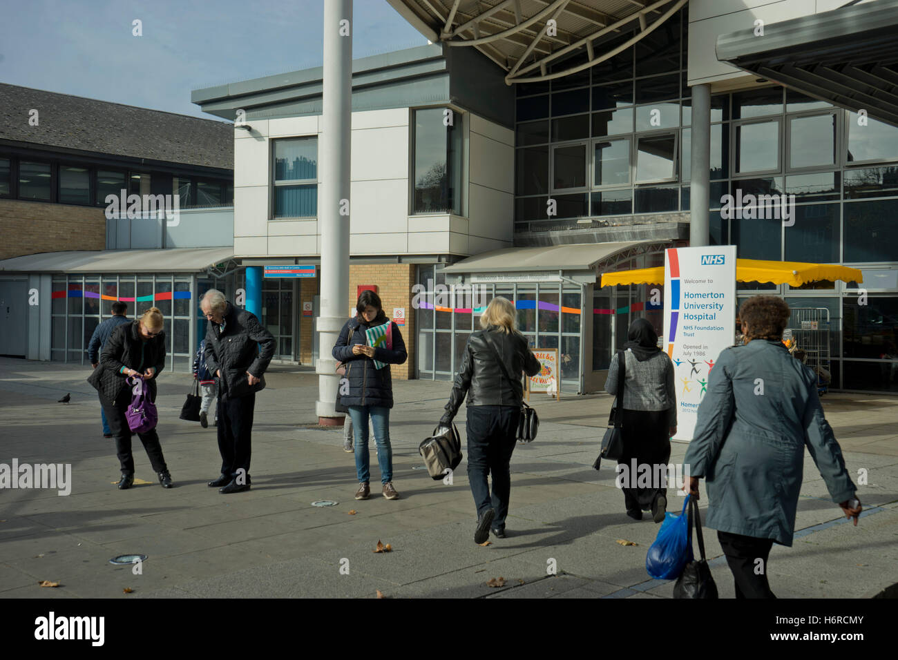 Visitors at the Homerton University Hospital in Hackney, London, UK ...