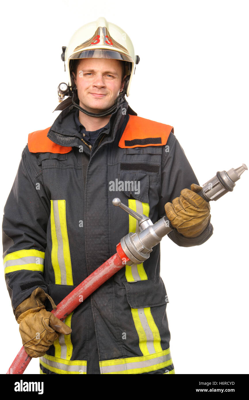 fire brigade fireman protective clothing water hose discharge syringe ...